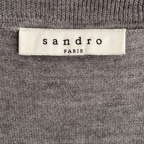 Sandro | Sweaters | Sandro Wool Silk Lace Trim Vneck Sweater | Poshmark